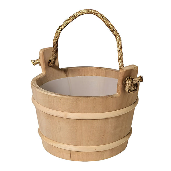 Prosaunas Thermo-Aspen Lined Wood Sauna Bucket, Rope Handle, 4-Liter ...