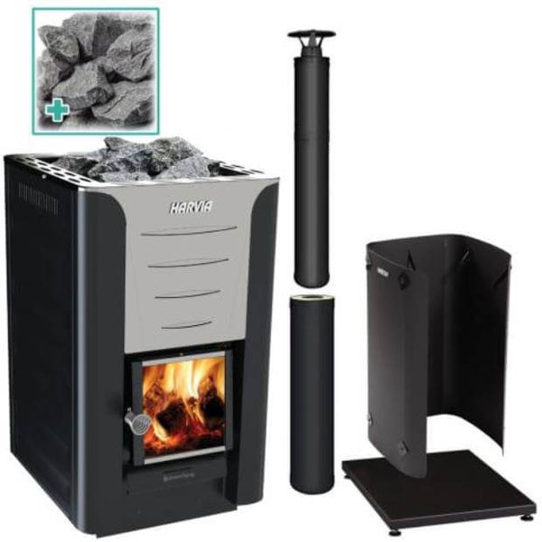 Harvia Pro 20 Wood Burning Stove Kit - Black Steel – Select Saunas