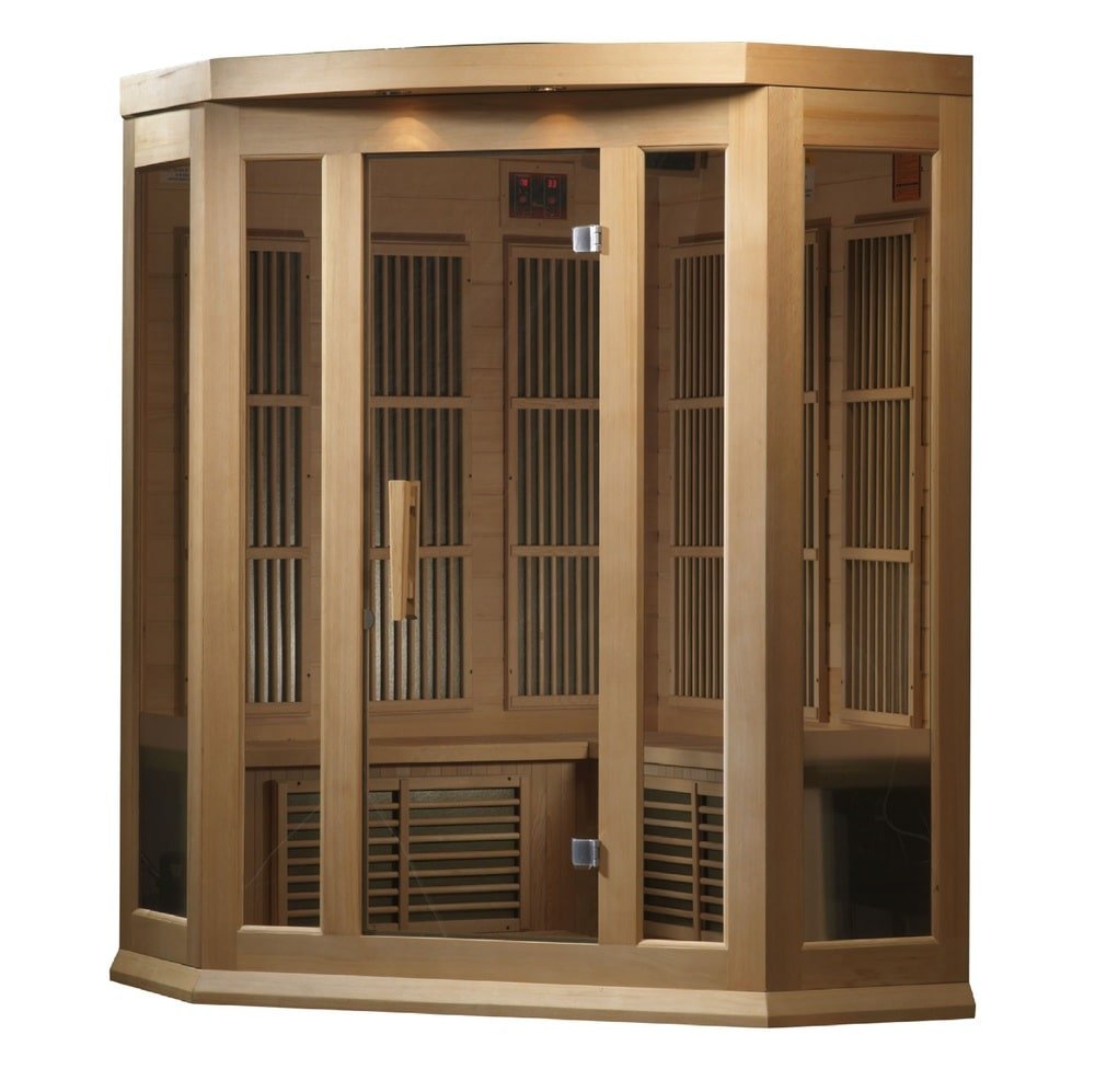 Maxxus 3-Person Corner Low EMF FAR Infrared Sauna (Canadian Hemlock) – Select Saunas