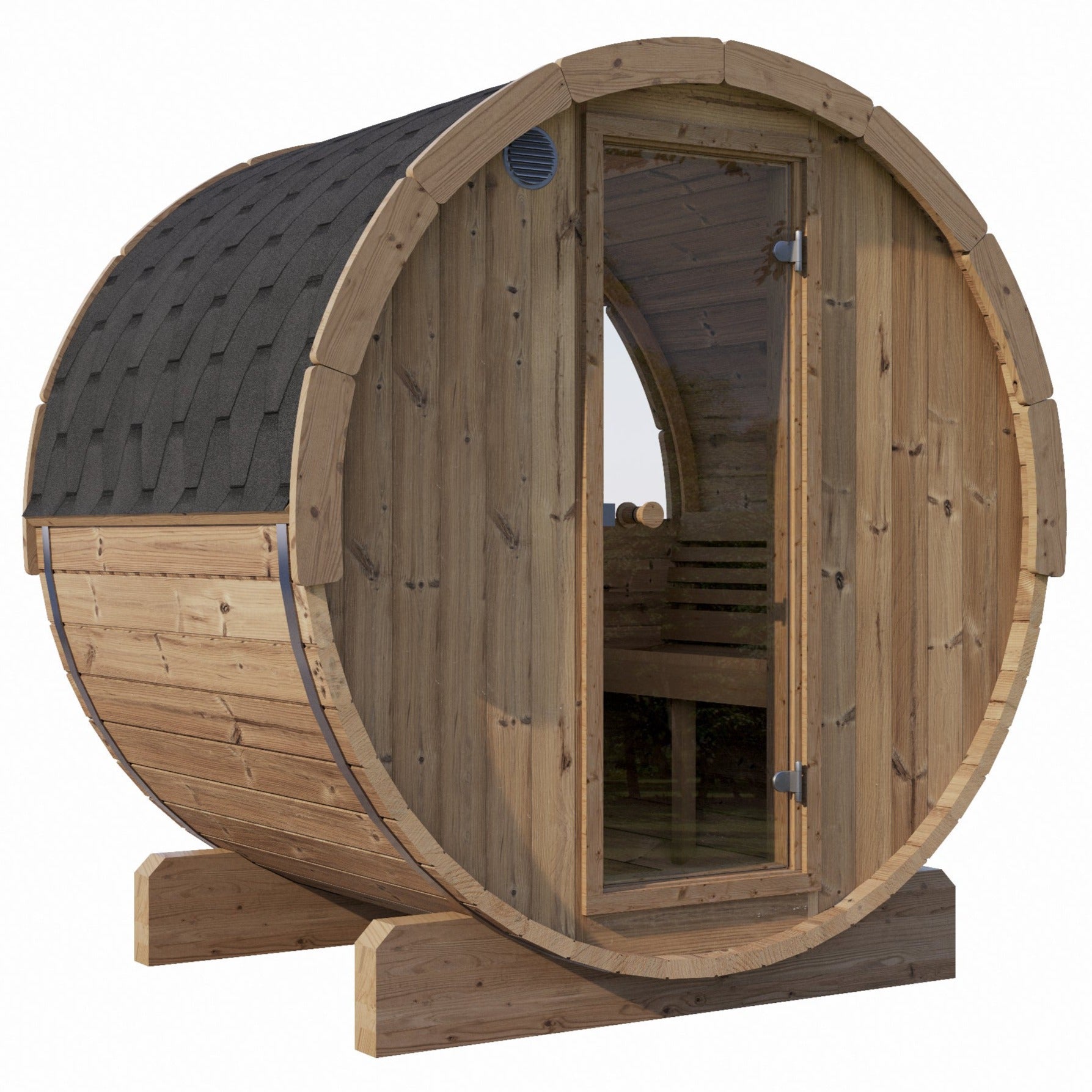 SaunaLife Model E6W 3-Person Barrel Sauna with Panoramic Window, 59"x8 ...